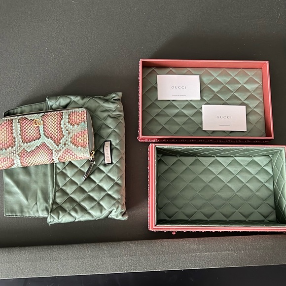 Bags | Gucci Gg Marmont Python Zip Wallet | Poshmark